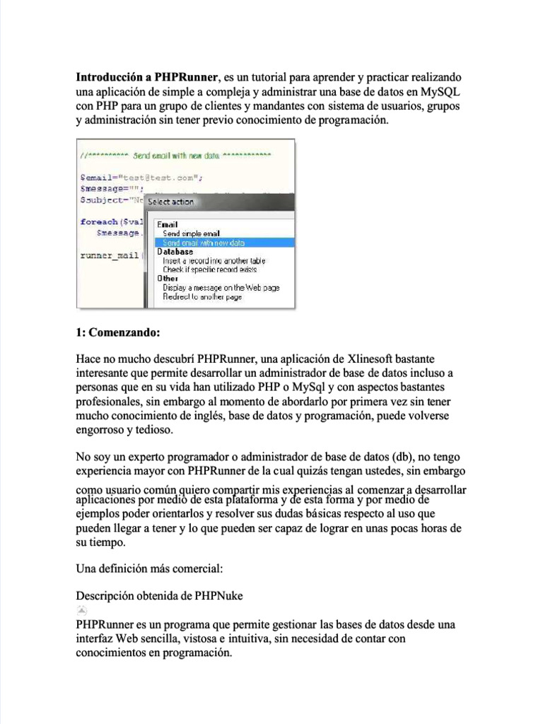 Pdf Introduccion A Phprunner Compress Pdf Mi Sql Php