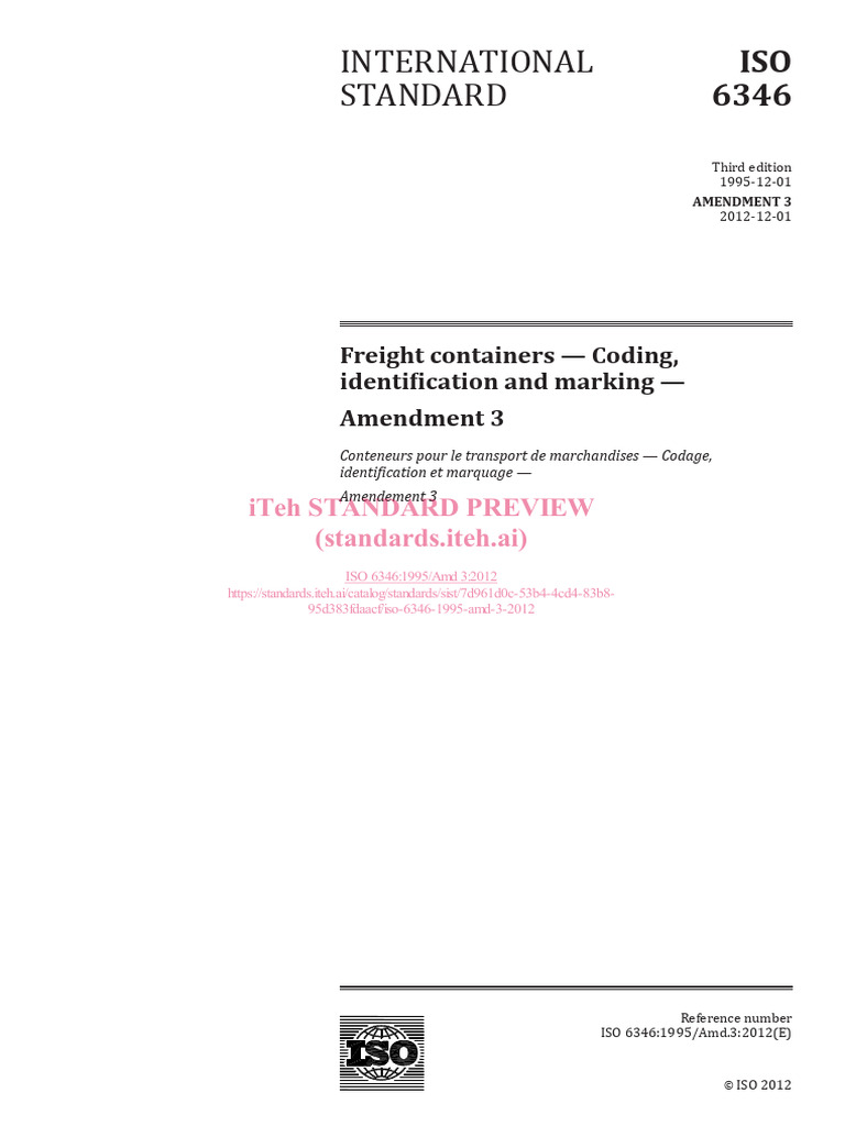 ISO 6346 1995 Amd 3 2012 | Download Free PDF | International Organization For Standardization ...