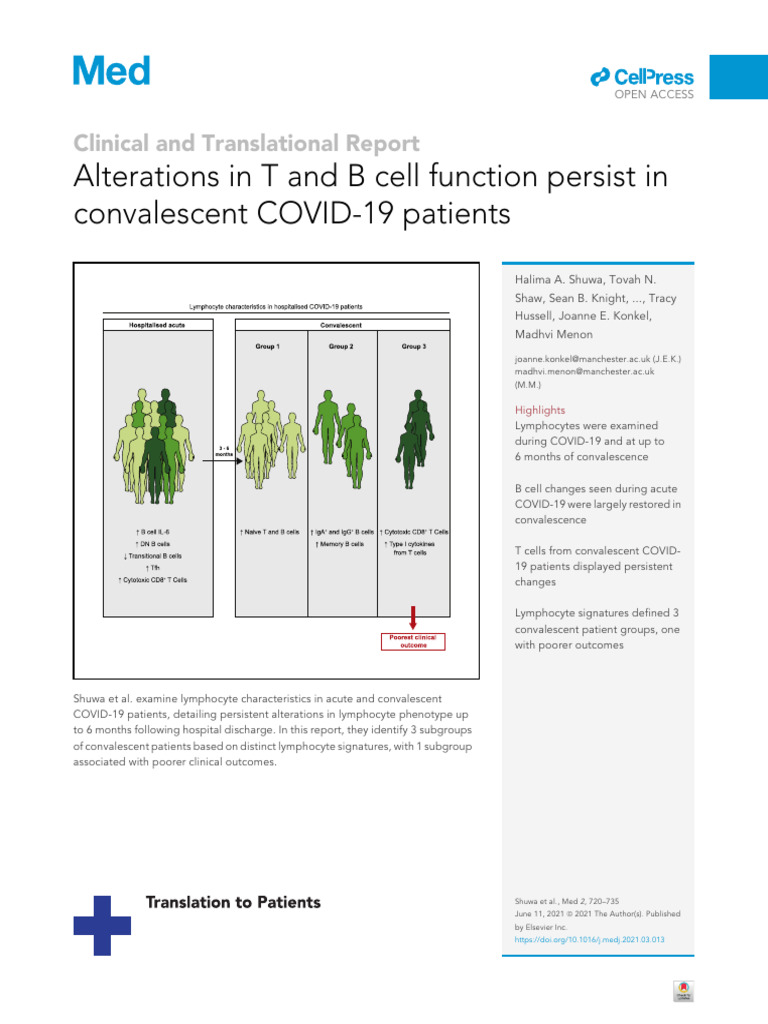 PIIS266663402100115X | PDF | T Cell | Infection