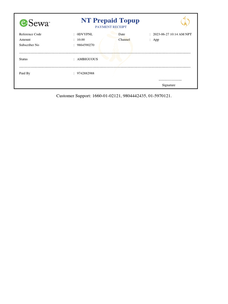 NT Prepaid Topup - 1687841366.140512 | PDF