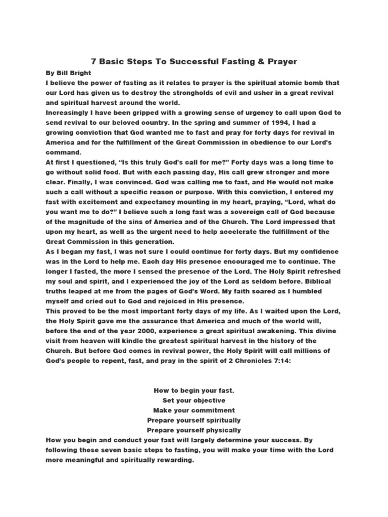 7 Basic Steps To Successful Fasting | PDF | Prayer | Forgiveness