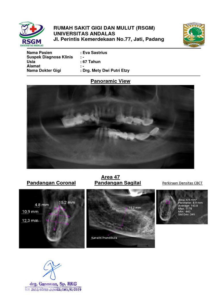 Eva Sastrius - Pro Implant RB - Lembar Gambar CBCT | PDF