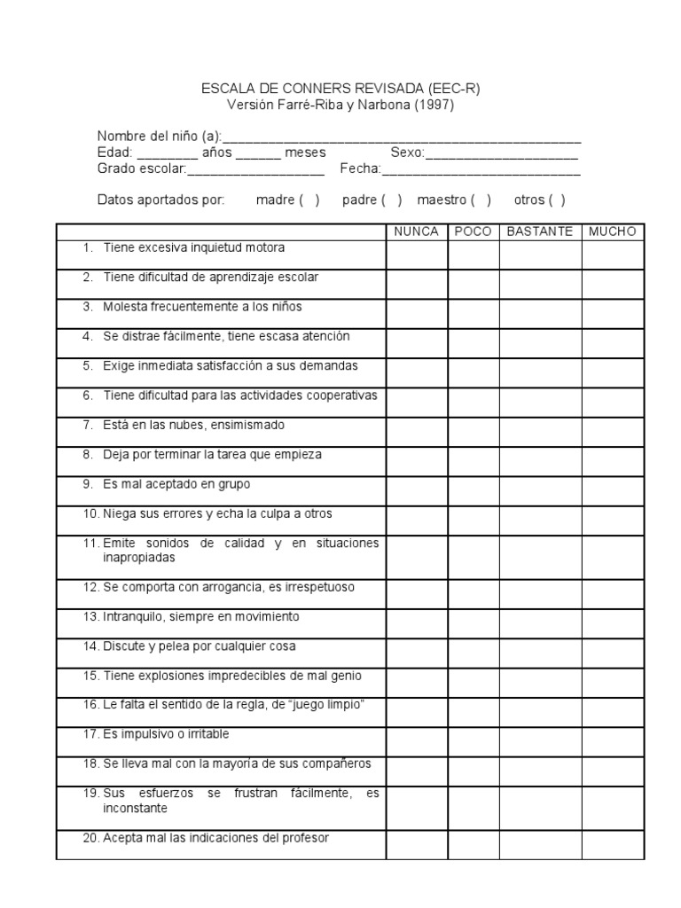 Escala de Conners | PDF | Deportes | Ocio