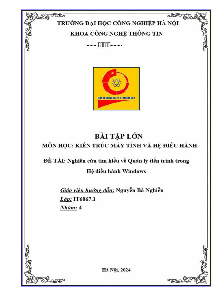 BTL Nghien Cuu Tim Hieu Ve Quan Ly Tien Trinh Trong HDH Windows | PDF