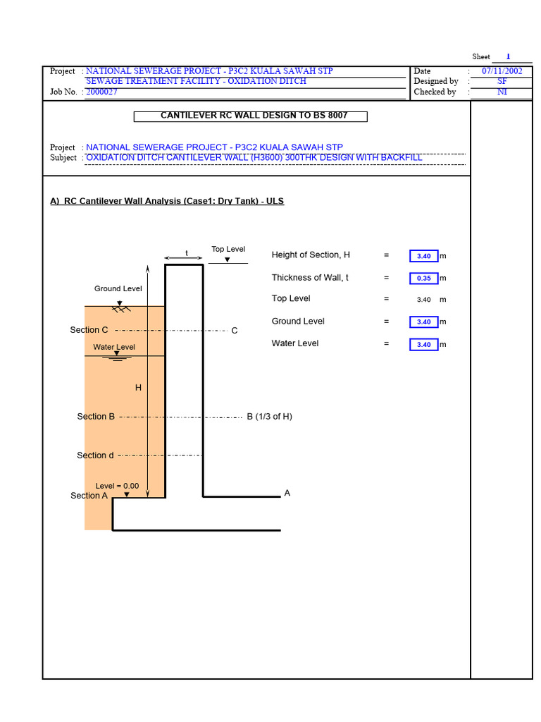 500 THK Wall W Backfilld | PDF | Concrete | Sewage Treatment