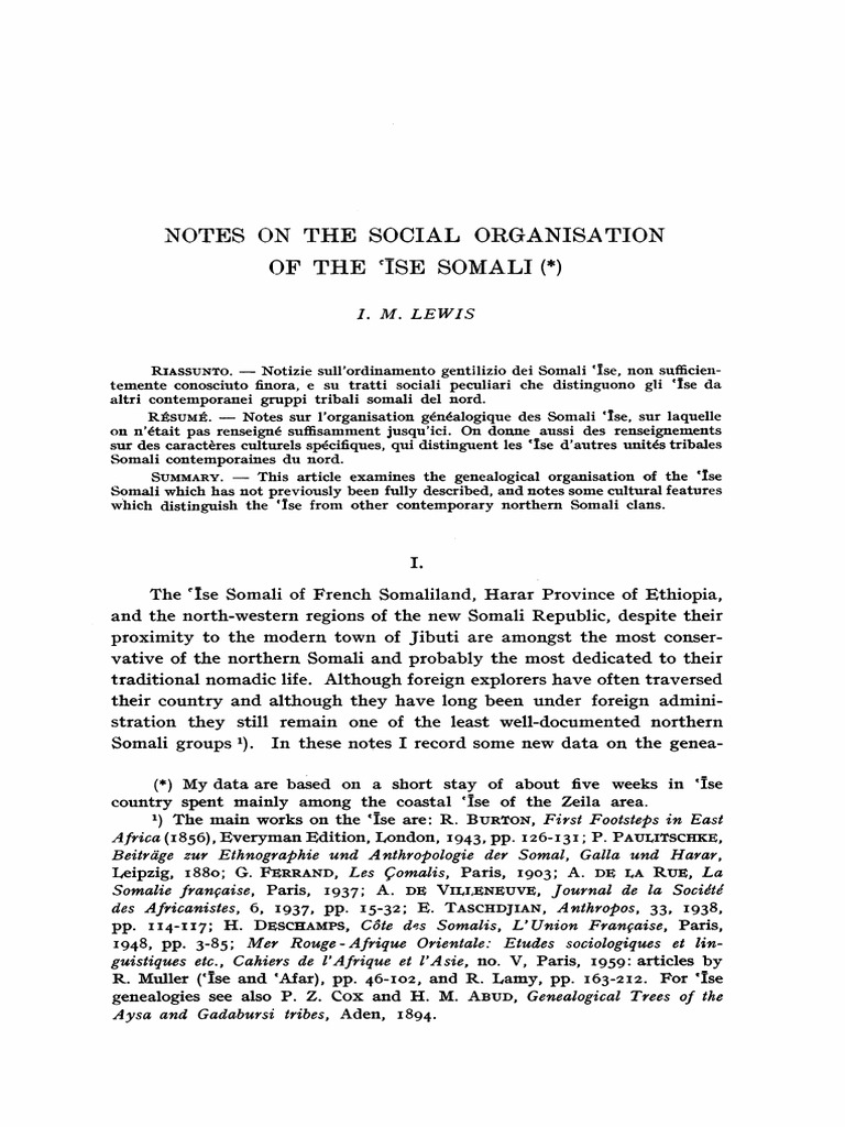 'Ise Somali Social Structure Analysis | PDF | Somalia | Clans