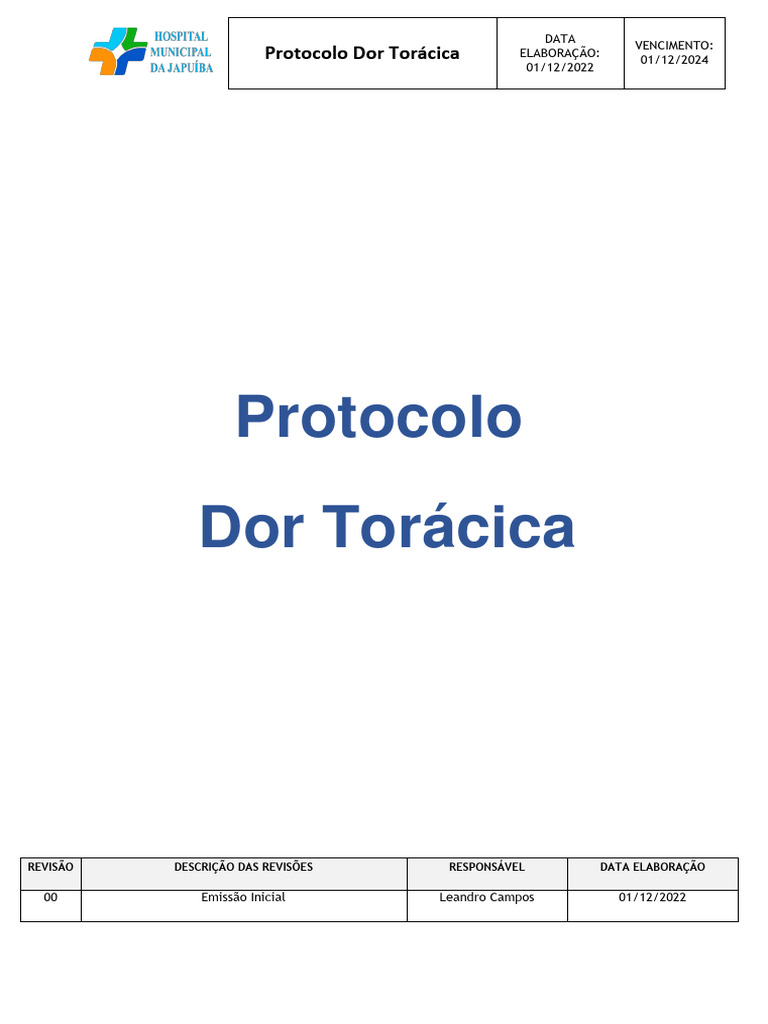 Protocolo de Dor Torácica | PDF | AVC | Eletrocardiografia