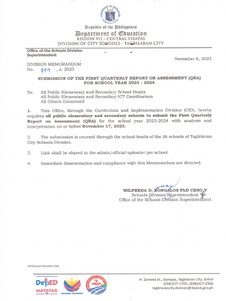 DM-NO.-499-s.-2023-SUBMISSION-OF-THE-FIRST-QUARTERLY-REPORT-ON ... DM-NO.-499-s.-2023-SUBMISSION-OF-THE-FIRST-QUARTERLY-REPORT-ON ...