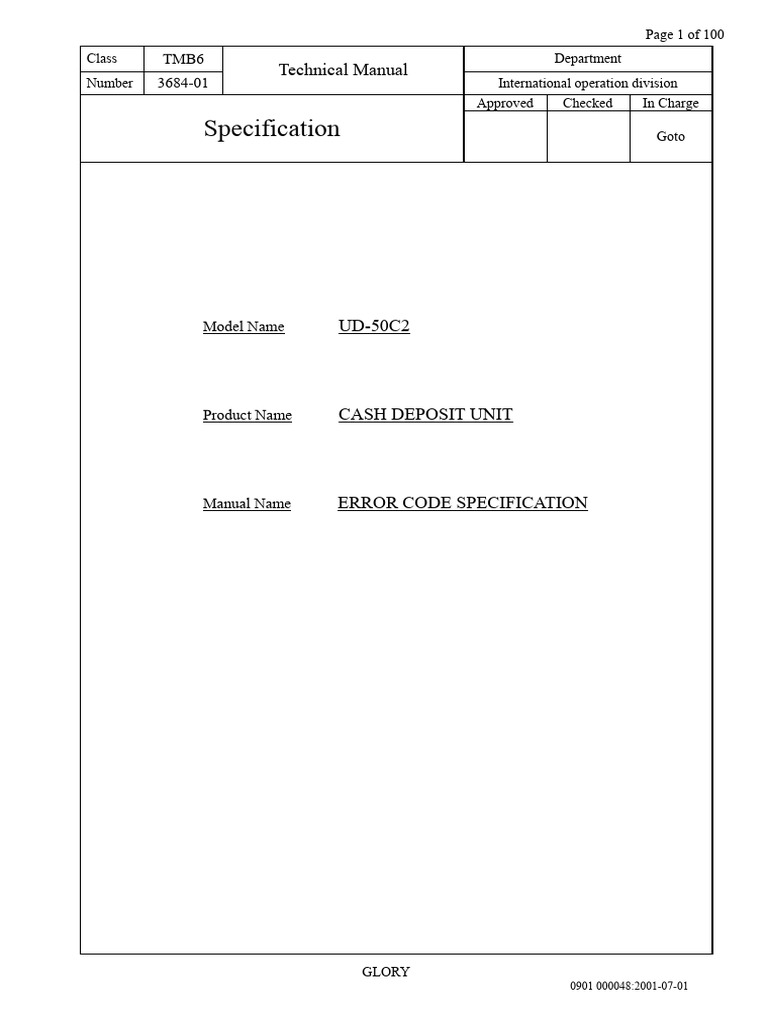 Cash Deposit Unit Error Codes | PDF | Random Access Memory | Sensor
