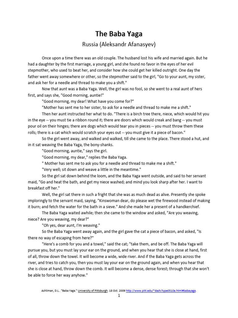 Baba Yaga Russia-1 | Download Free PDF | Fairy Tales