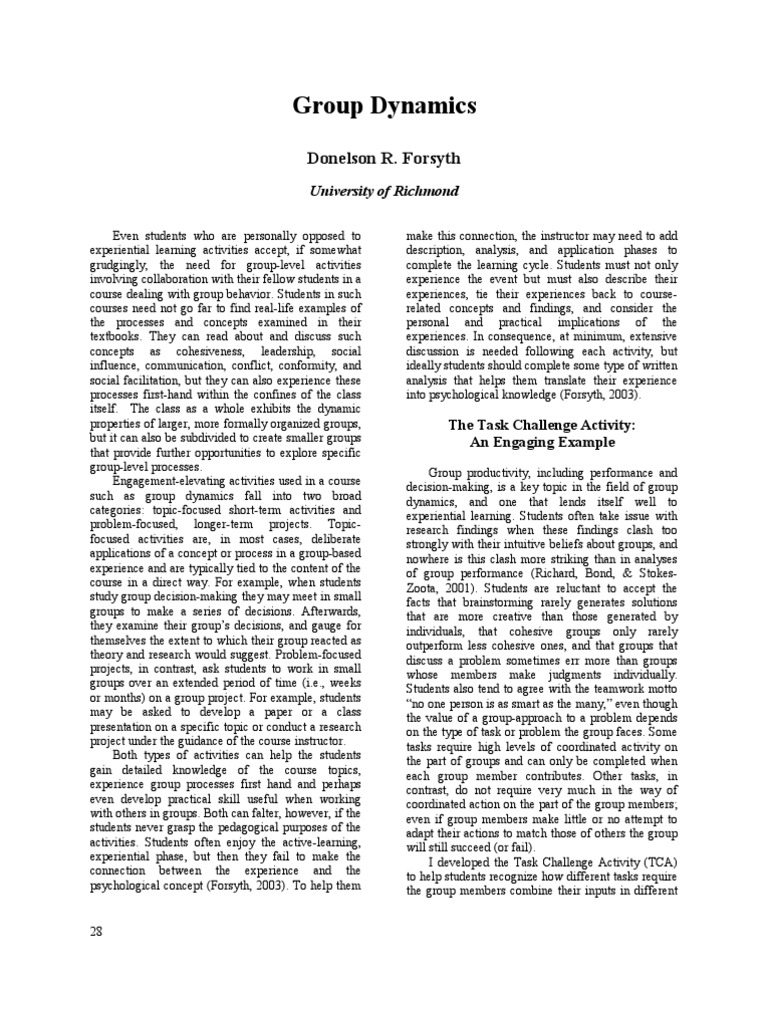 Group Dynamics Pdf Leadership Psychology