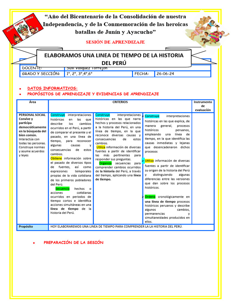 Elaboramos Una Linea de Tiempo de La Historia Del Perú | PDF | Perú | Evaluación