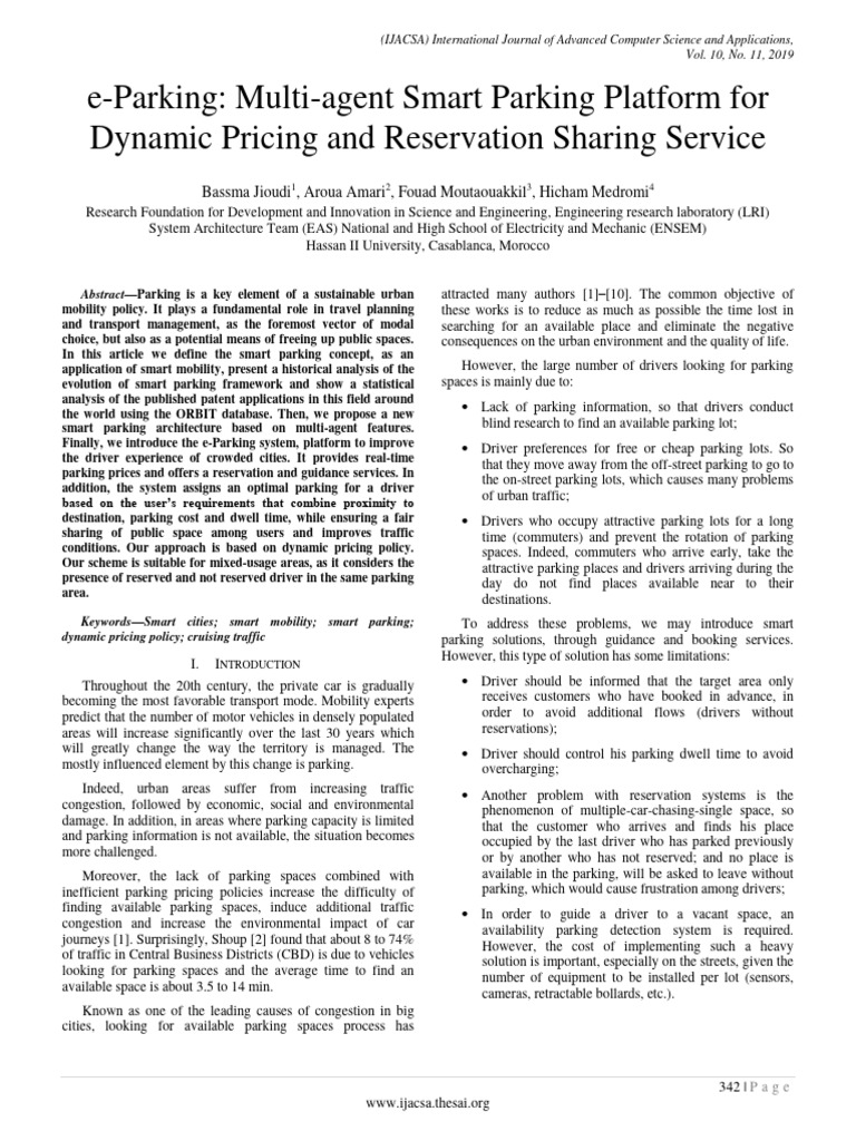 Paper 48-E Parking Multi Agent Smart Parking Platform | PDF | Parking | Parking Lot