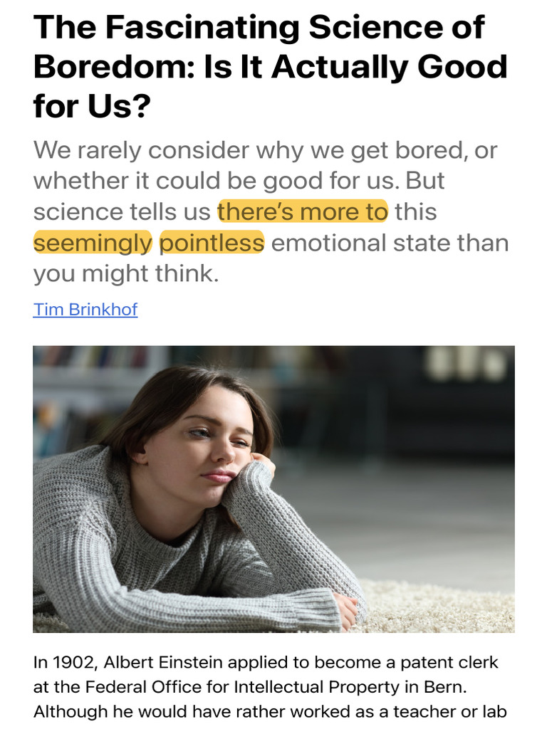 The Benefits of Boredom Explained | PDF | Loneliness | Feeling