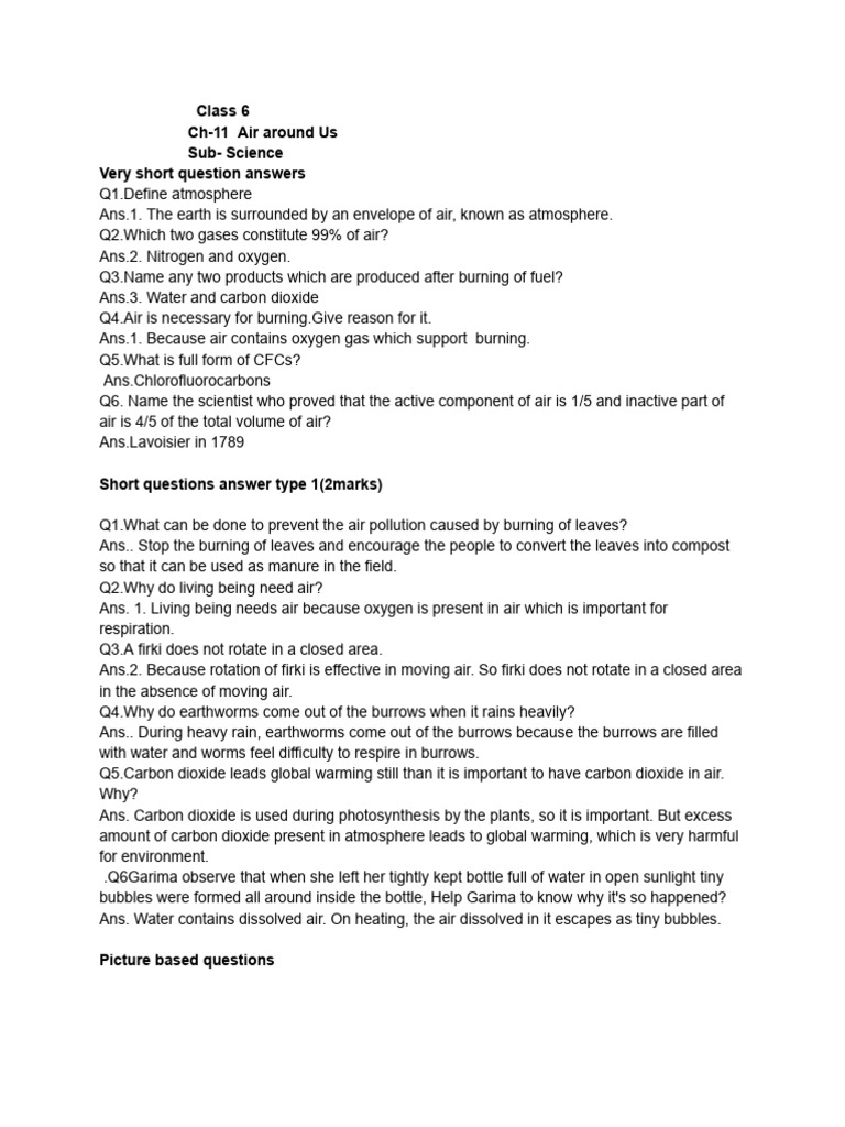 Ch-11 Class 6 Sci | PDF | Atmosphere Of Earth | Atmosphere