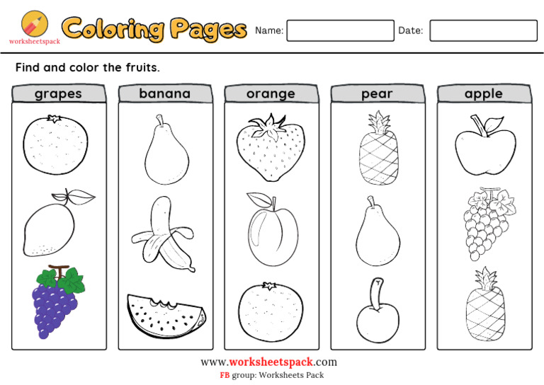 Fruits Printable Coloring Pages | PDF