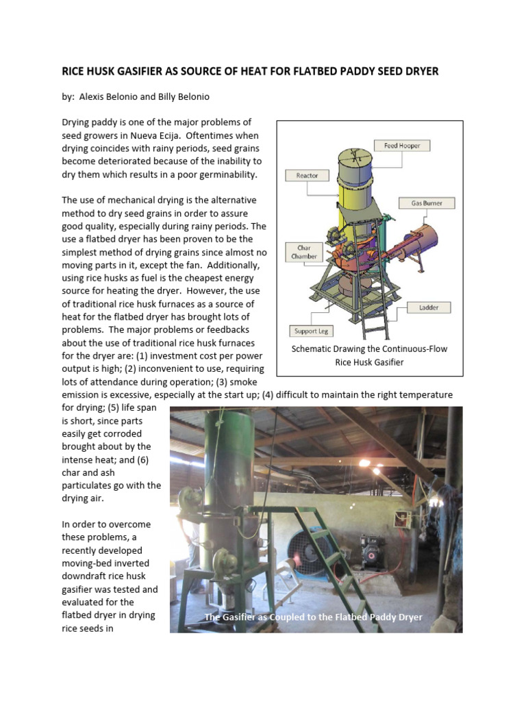 RICE HUSK GASIFIER Paddy Seed Dryer | PDF | Gasification | Combustion