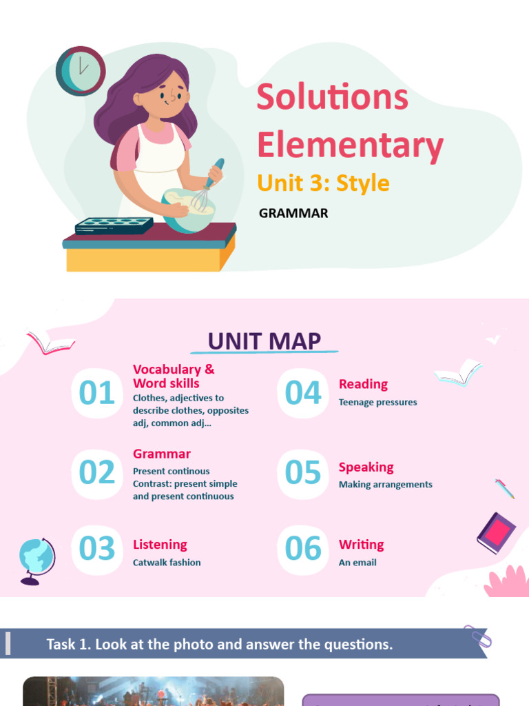 Solutions Elementary - Unit 3B - Style (Grammar) | PDF | Verb | Languages