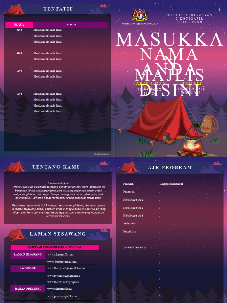 Template Buku Program Percuma Tema Perkhemahan (Cikgugrafik) | PDF