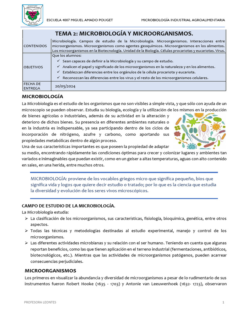 Microbiología Microoganismos | Descargar gratis PDF | Microorganismo | Biología Celular)