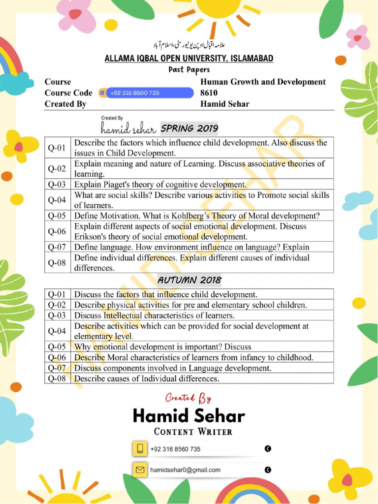 Past Papers (8610) | PDF