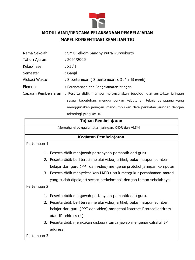 MODUL AJAR - RPP 3 - Memahami Pengalamatan Jaringan, CIDR Dan VLSM ...