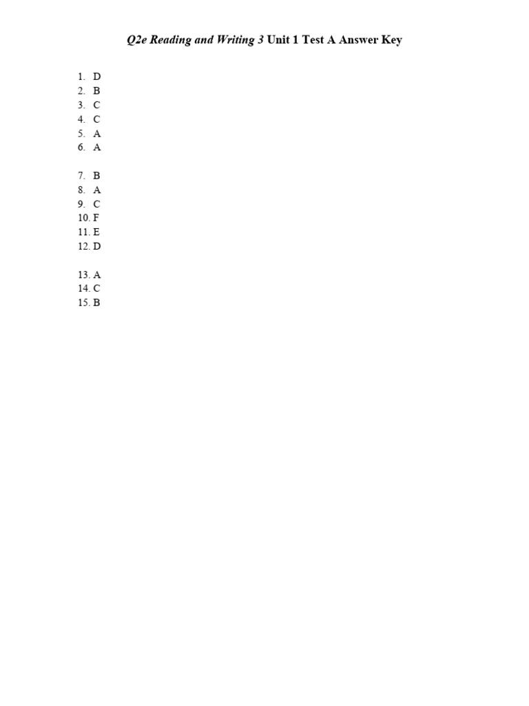 Q2e Rw3 U01 Test A Ak | PDF