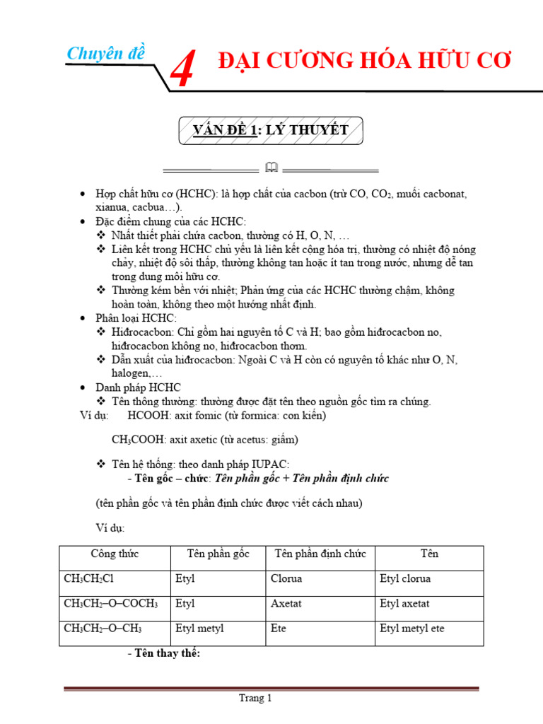 Chuyen de DAI CUONG HOA HUU CO | PDF