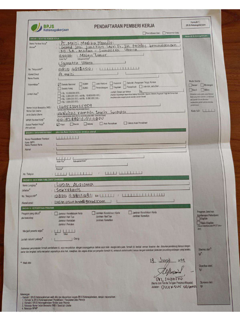 Surat Pendaftaran Bpjs | PDF
