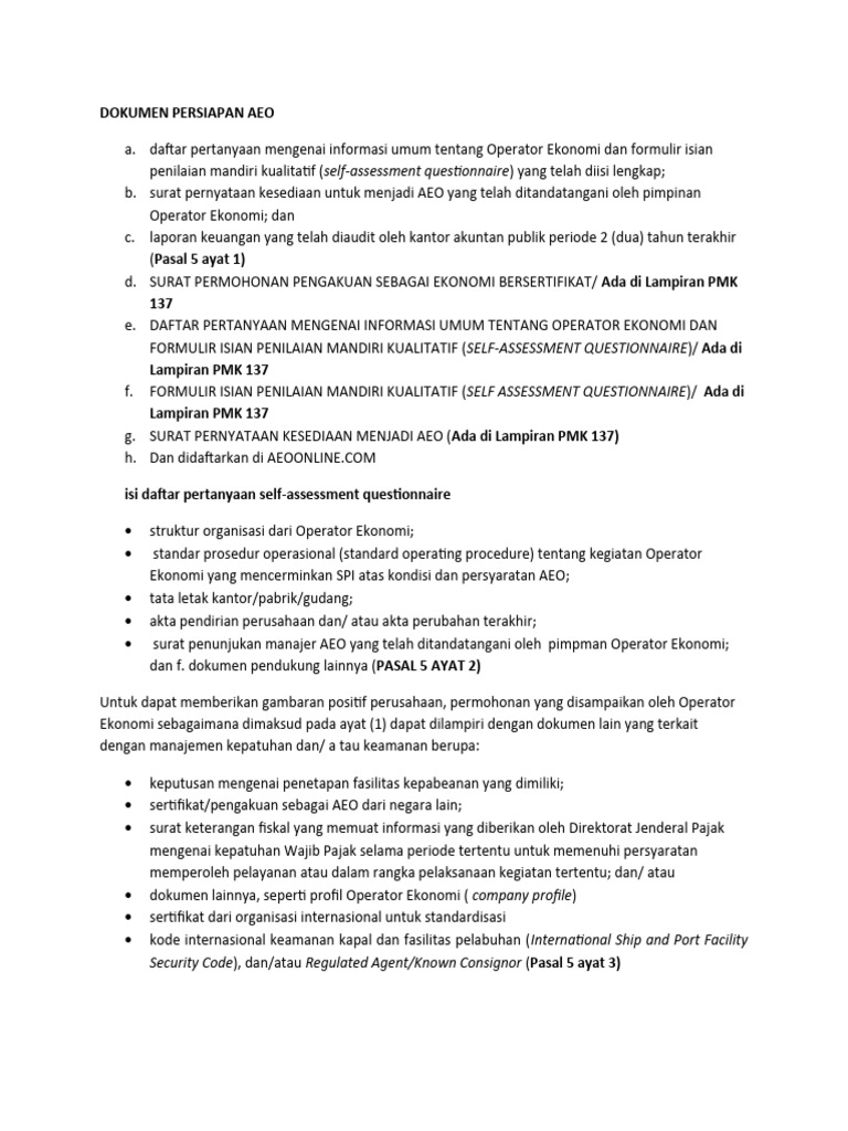 Dokumen Persiapan Aeo | PDF