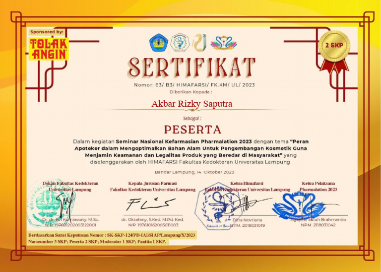 Sertifikat - Akbar Rizky Saputra | PDF