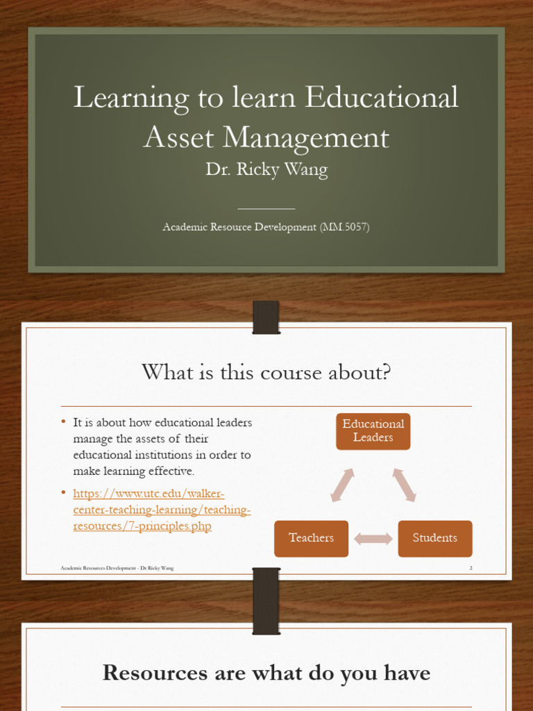 Learning To Learn Educational Asset Management 7th and 11th of July ...