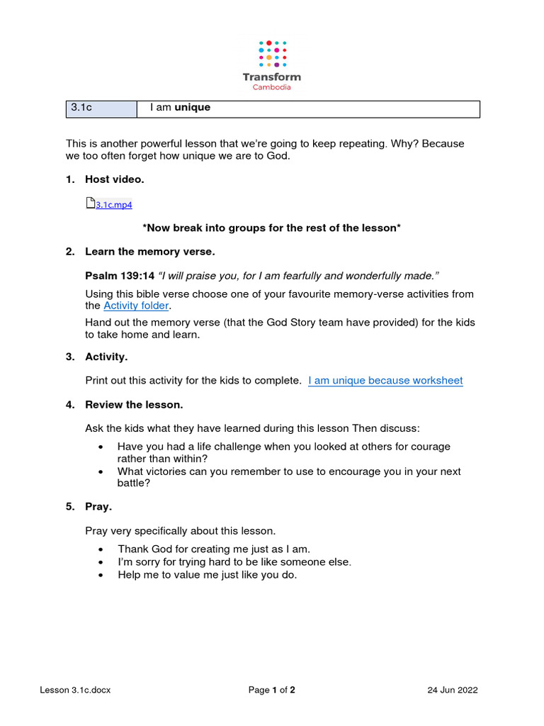 Lesson 3.1c | PDF | God | Prayer