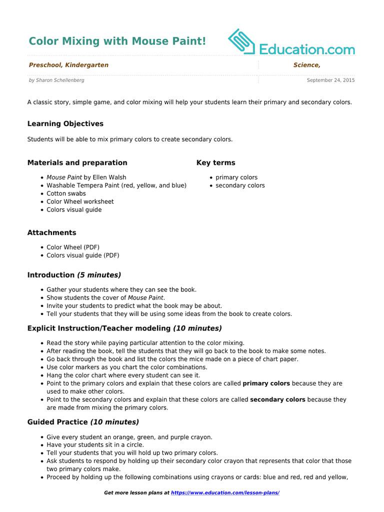 Color Mixing With Mouse Paint | PDF | Color | Green