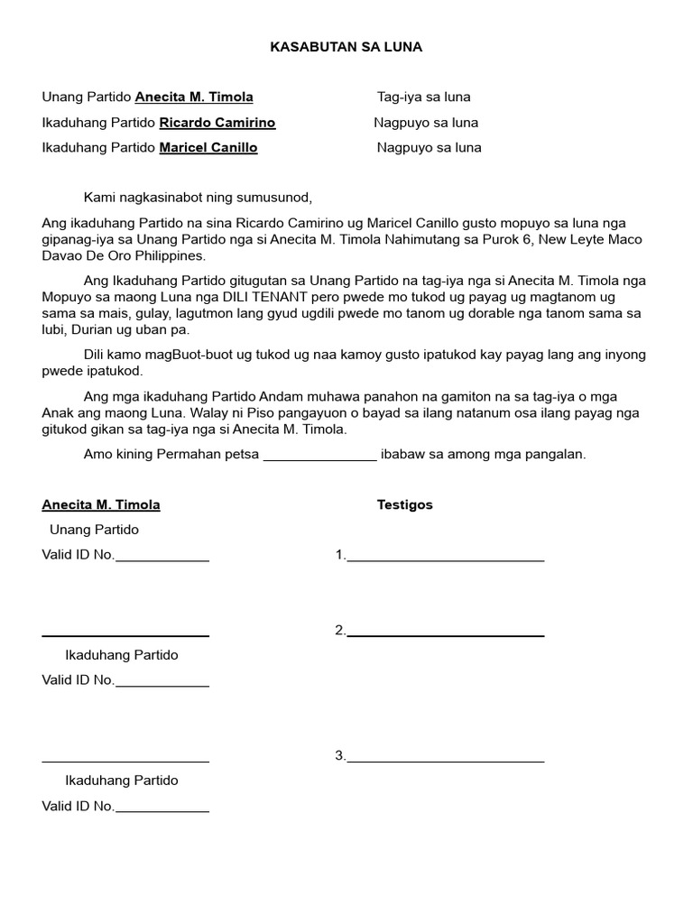 KASABUTAN SA LUNA timola | PDF