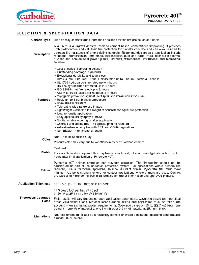 Pyrocrete 40T - PDS Fireproofing | Download Free PDF | Sheet Metal ...