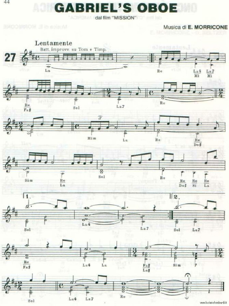 Gabriel's Oboe - Morricone | PDF