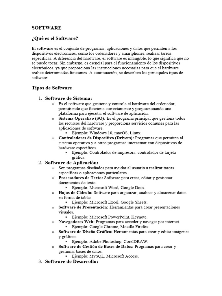 Tipos y Funciones del Software | PDF | Software | Software de la aplicacion