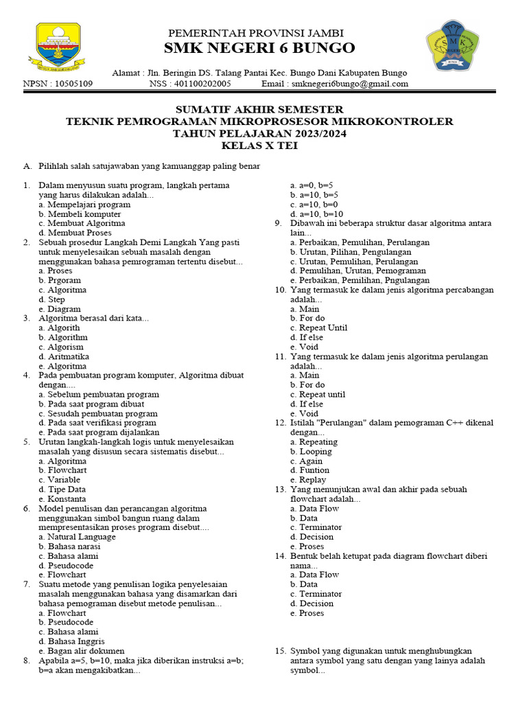 Soal Sas 2024 - Mei - TPMMK - X Tei | PDF