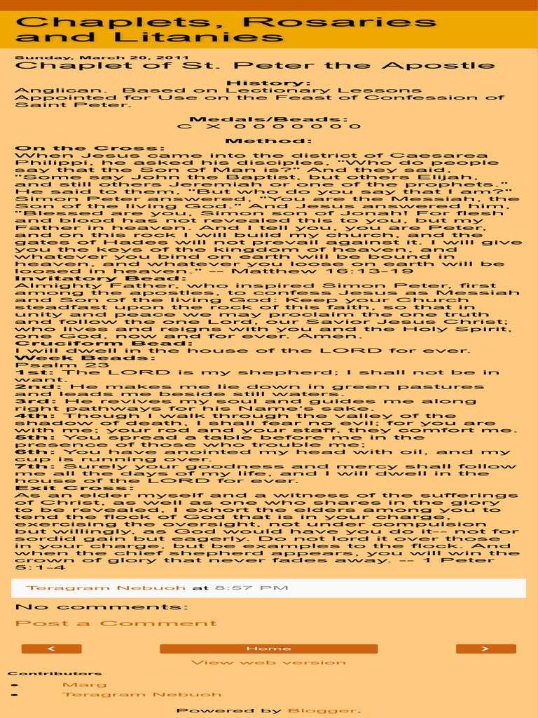 Chaplet of St. Peter The Apostle | PDF | Saint Peter | Jesus