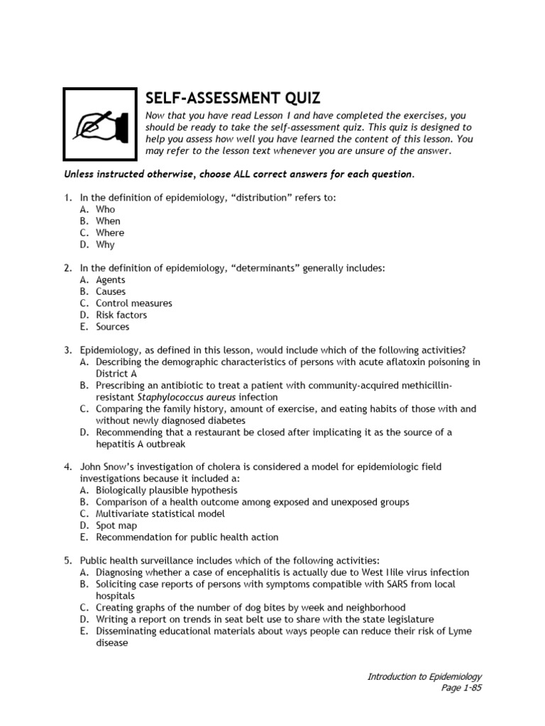 Self-Assessment Quiz: Unless Instructed Otherwise, Choose ALL Correct ...