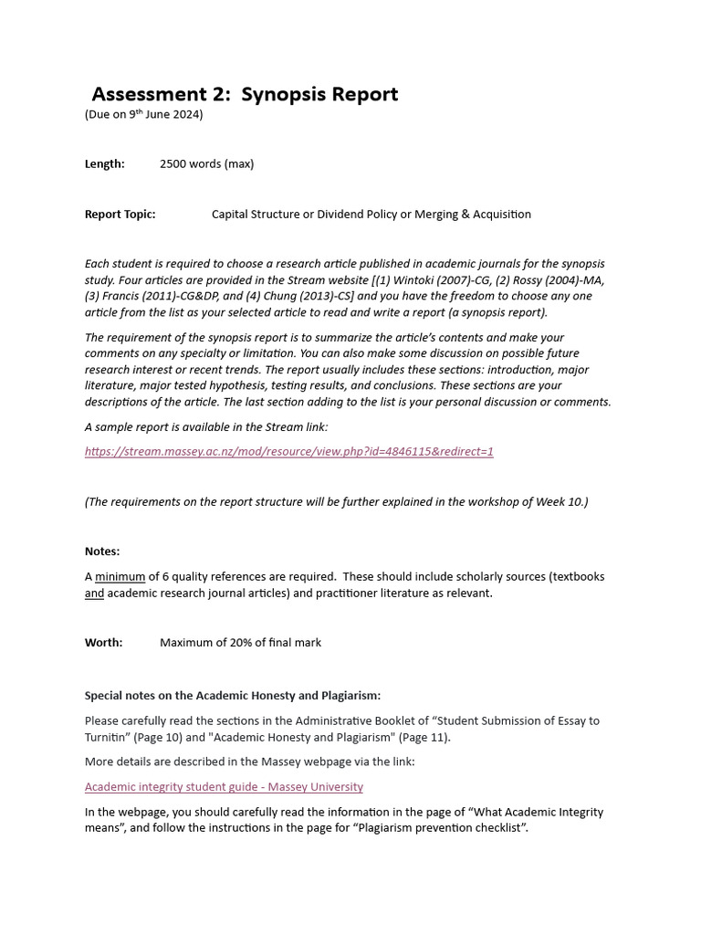 Synopsis Report Requirements | PDF | Turnitin | Plagiarism