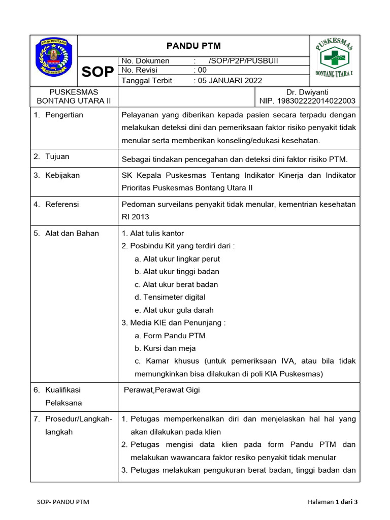 SOP PAndu PTM Fix | PDF | Bisnis | Sains & Matematika