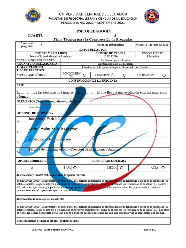 Ficha tecnica construccion preguntas UCE (1)(2) pregunta 3 | Descargar gratis PDF ...