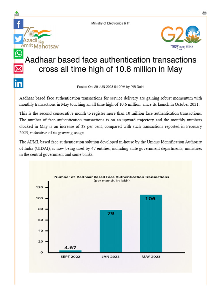 UIDAI Press Note 1 | PDF | Authentication