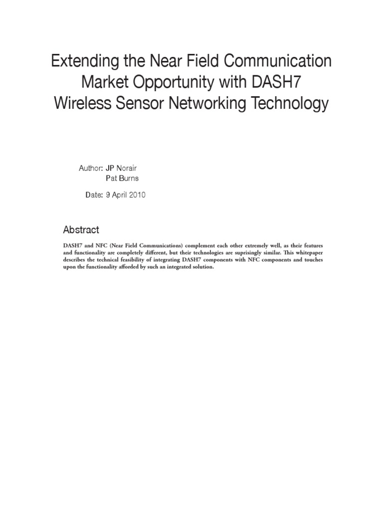 DASH7+ NFC Whitepaper 041210 | PDF | Modulation | Integrated Circuit