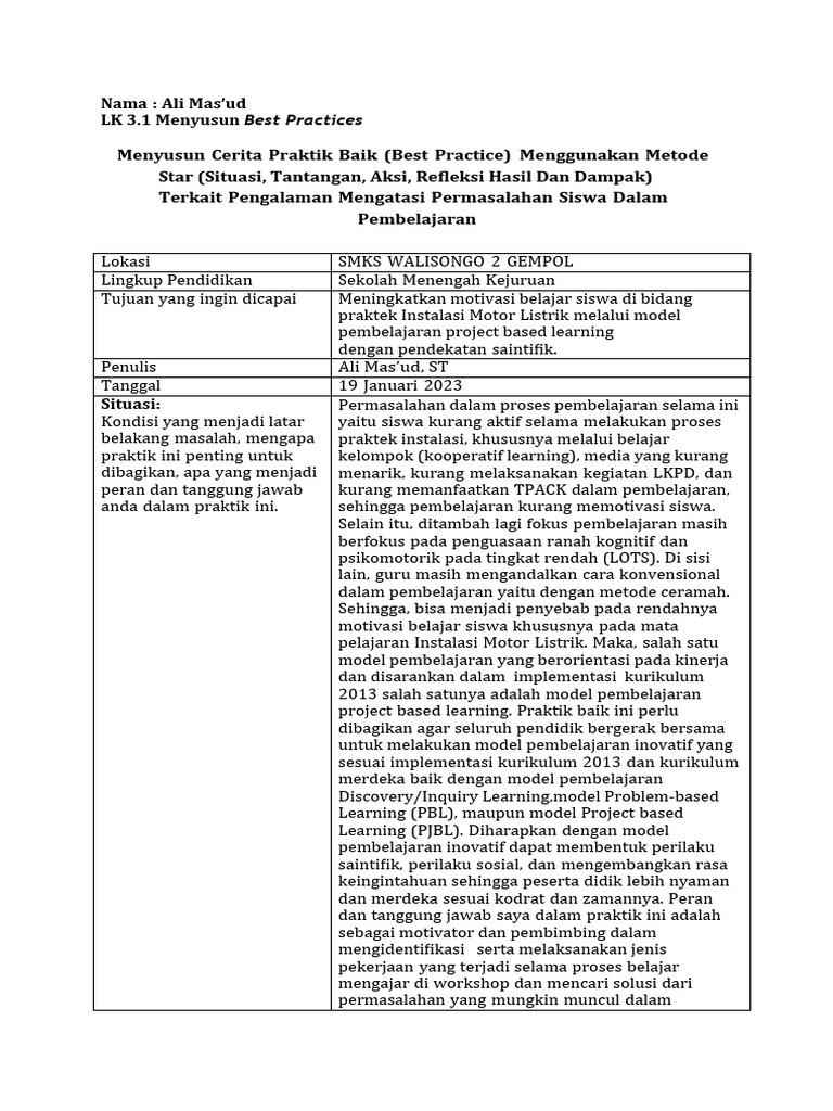 LK 3 1 Menyusun Best Prac | PDF