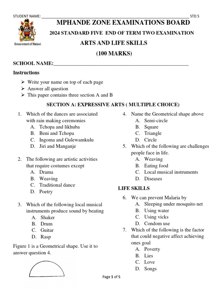 Mphande Zone Arts and Life Skill STD 5 | PDF | Sexually Transmitted Infection | Malaria