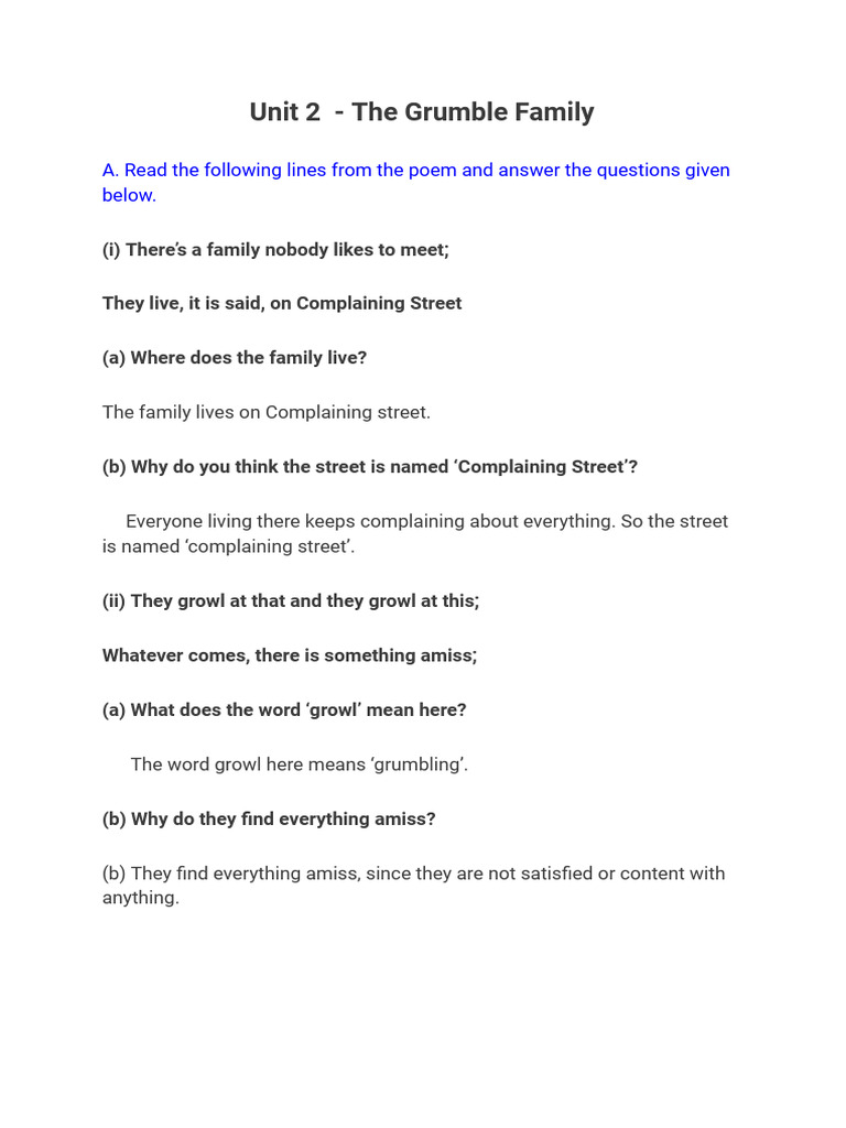 Unit 2 - The Grumble Family | PDF | Language Arts & Discipline | Art