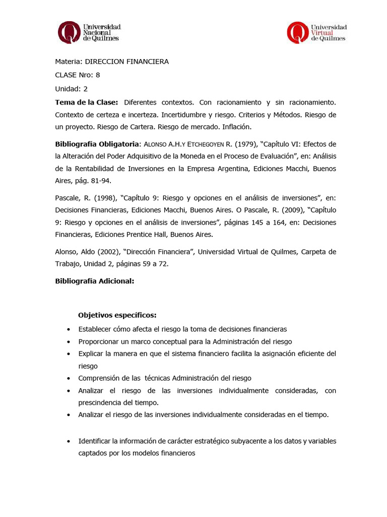 Clase 8 | PDF | Probabilidad | Riesgo